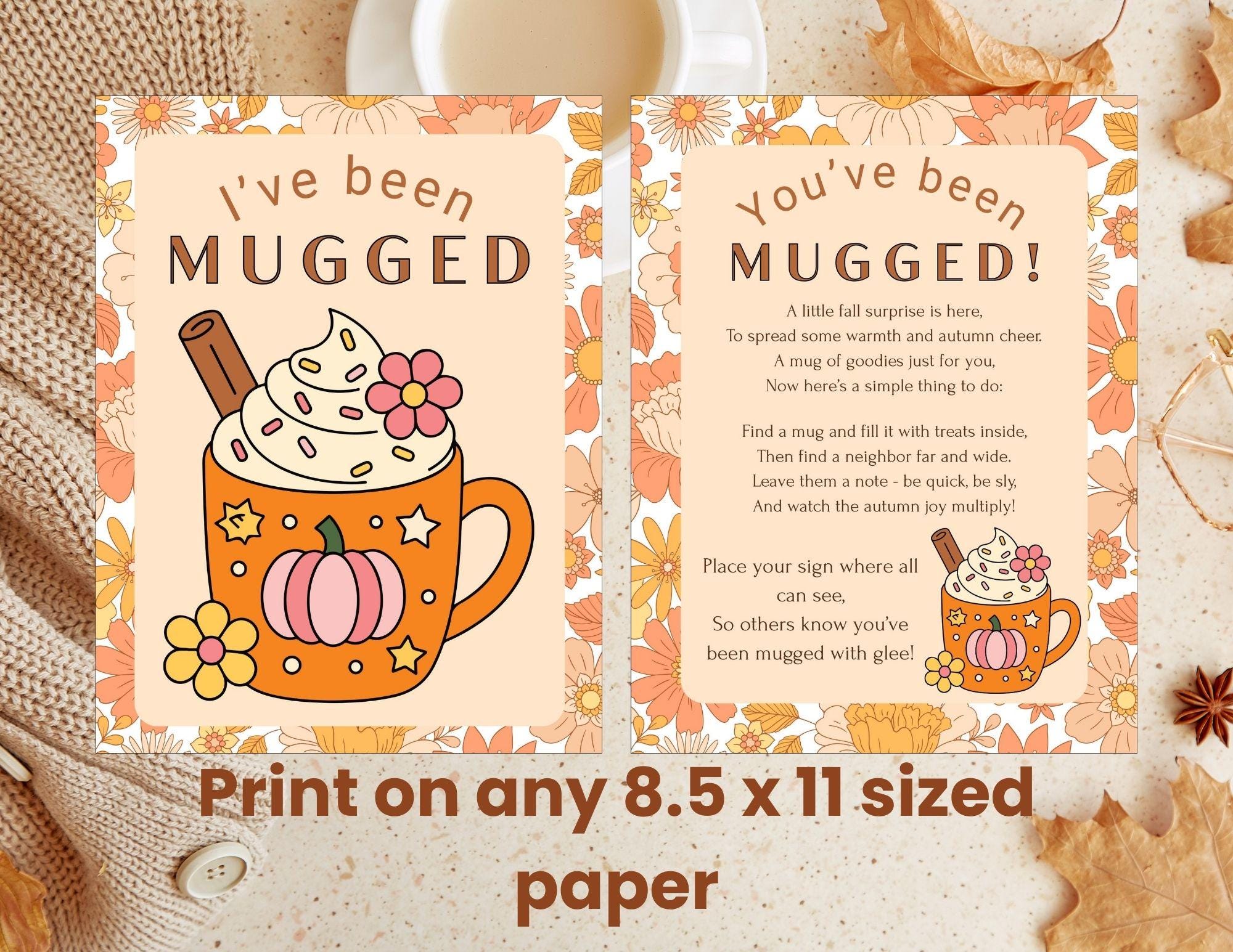 You've Been Mugged Fall Printable | Retro Print Team Building Gift ...