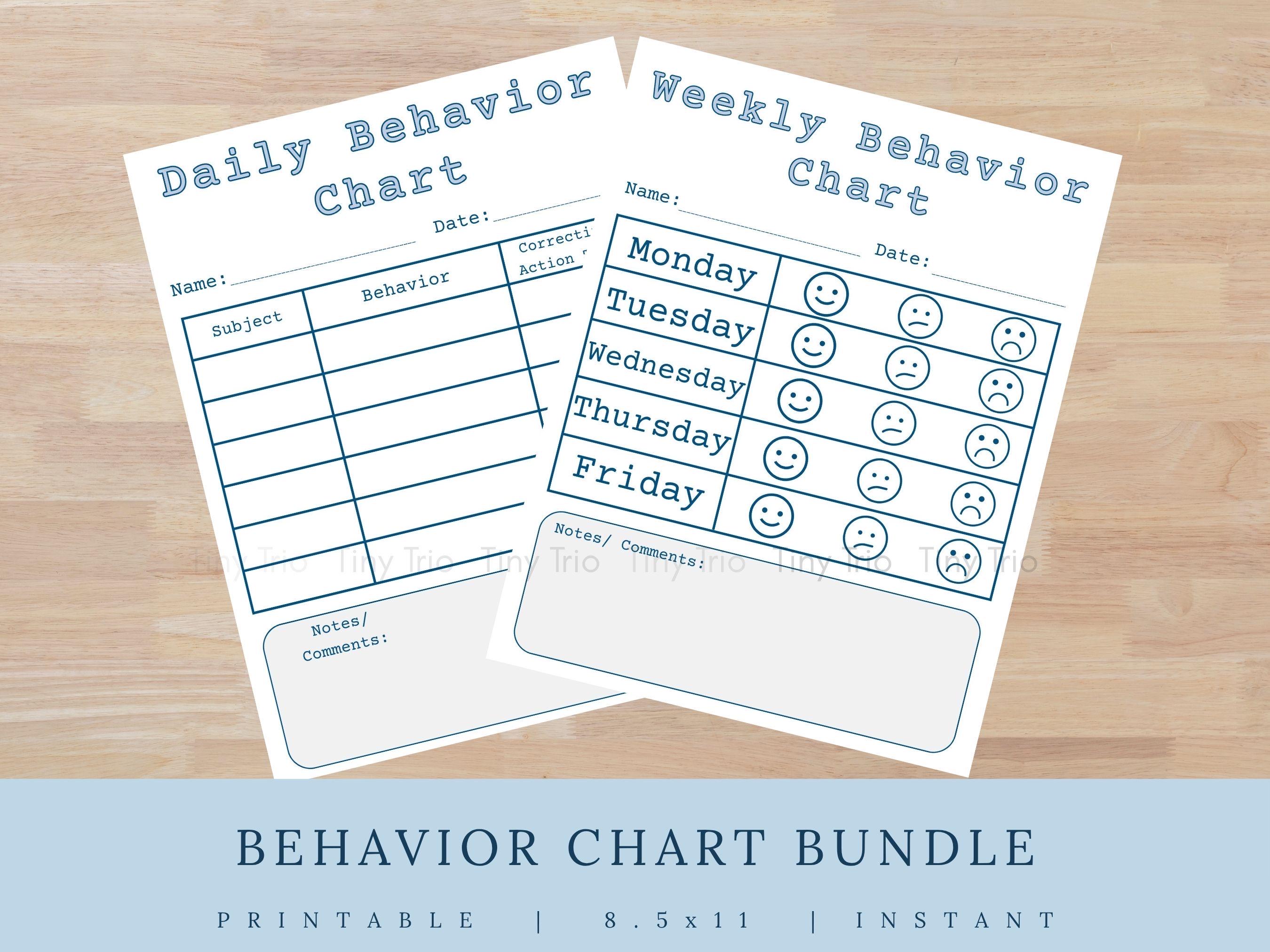 Student Behavior Chart Bundle: Daily & Weekly Printable Trackers (PDF ...