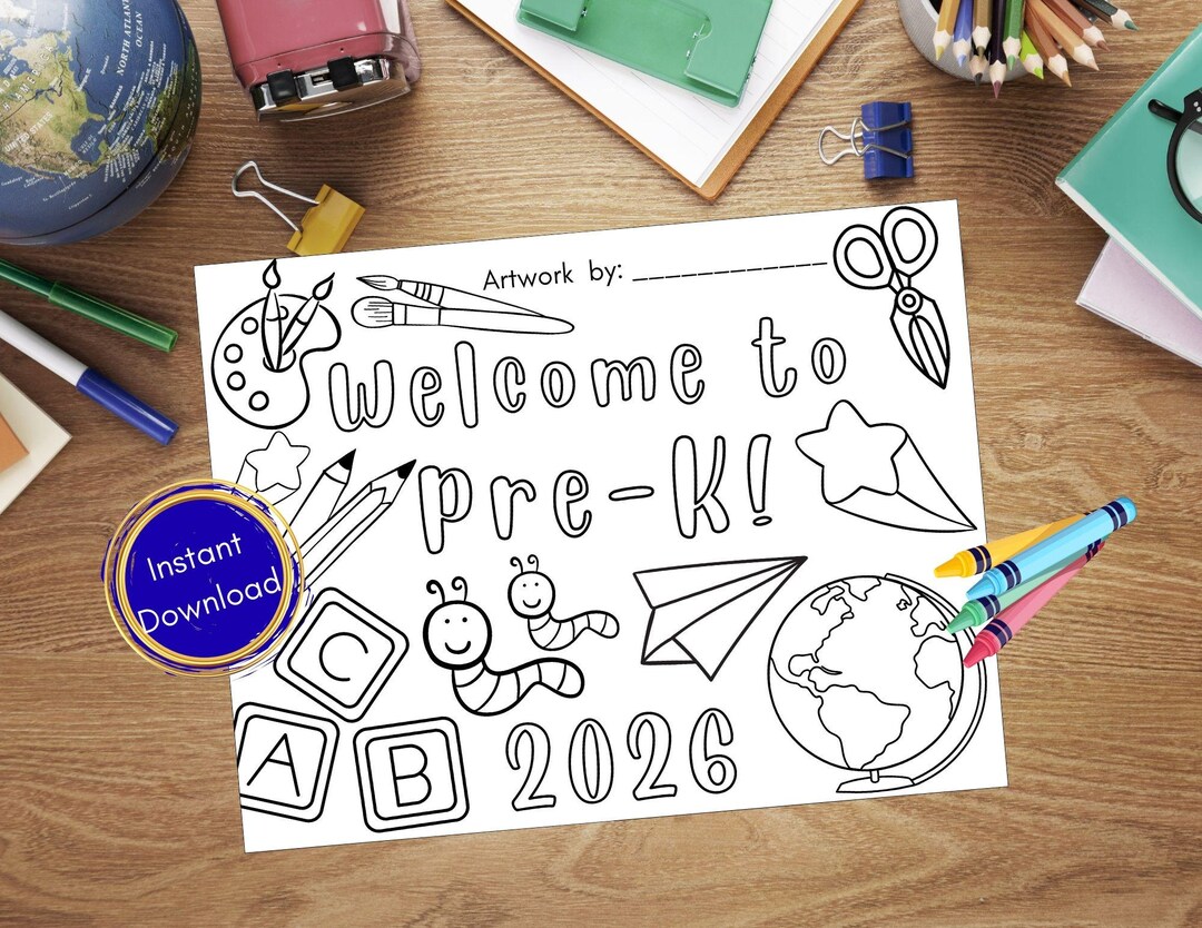 Welcome to Pre-k Coloring Page: First Day of School Activity (PDF ...