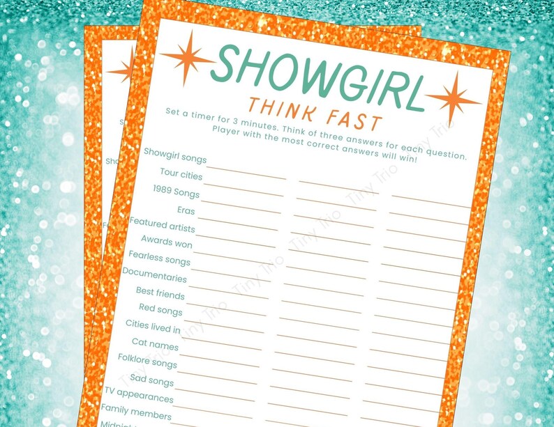 Life of a Showgirl Album Release Listening Party Games and Activities ...