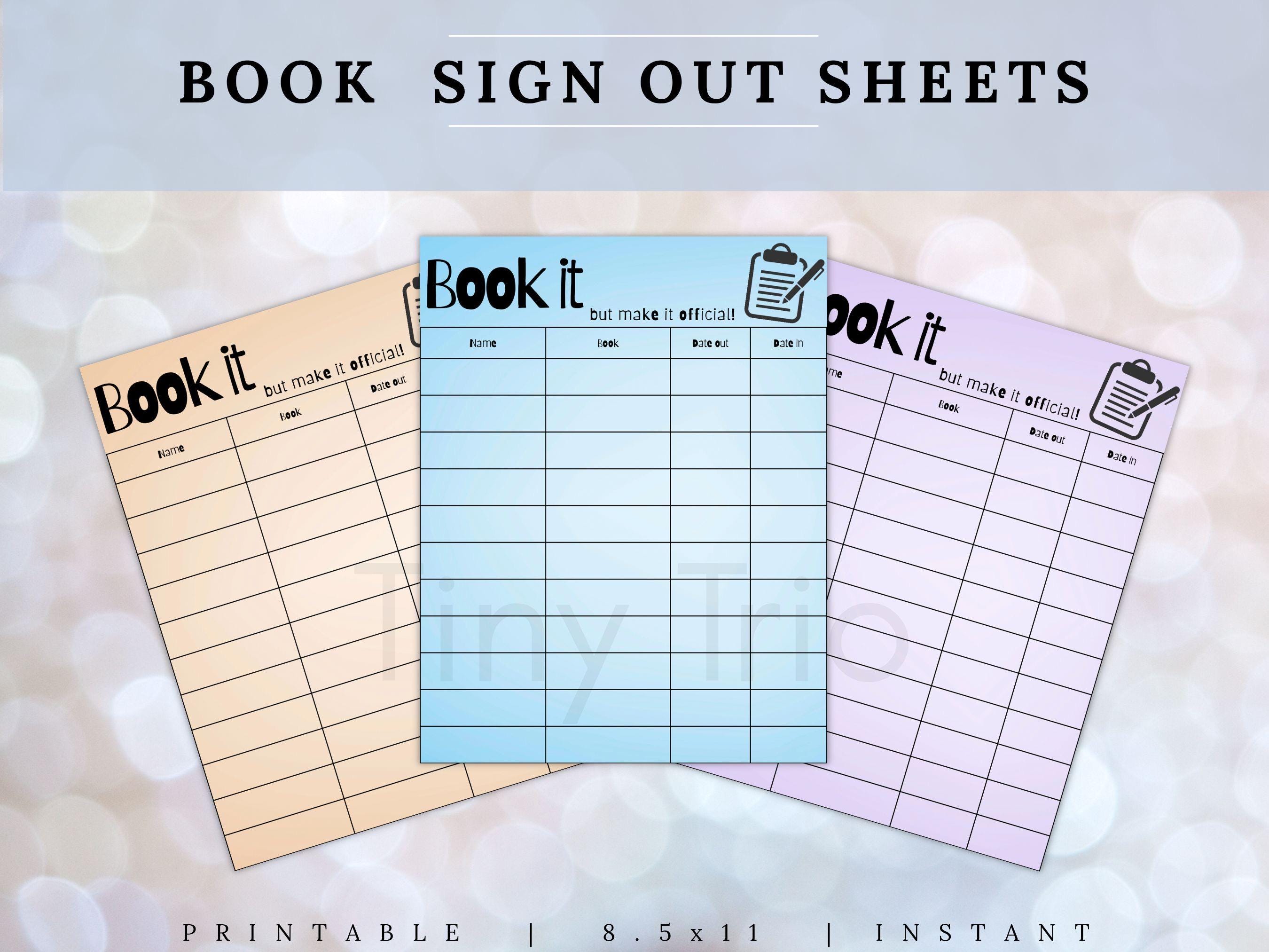 Book Sign Out Sheet Printable: Colorful Library Book Loan Log (PDF ...