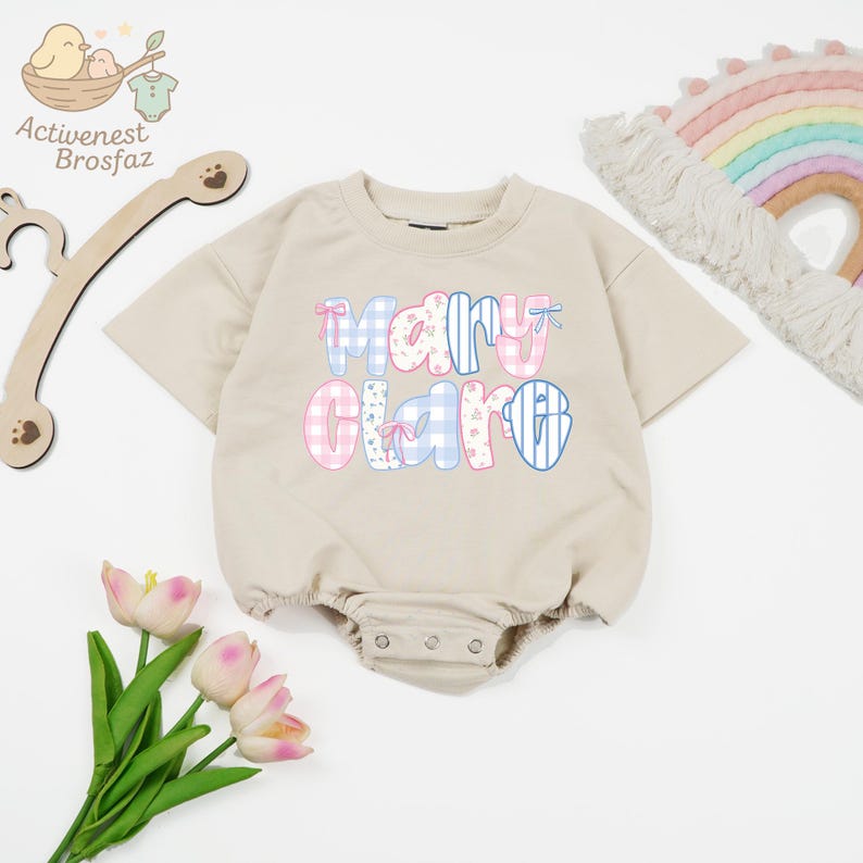 Personalized Name Coquette Romper, Newborn Outfit, Custom Baby Bubble ...