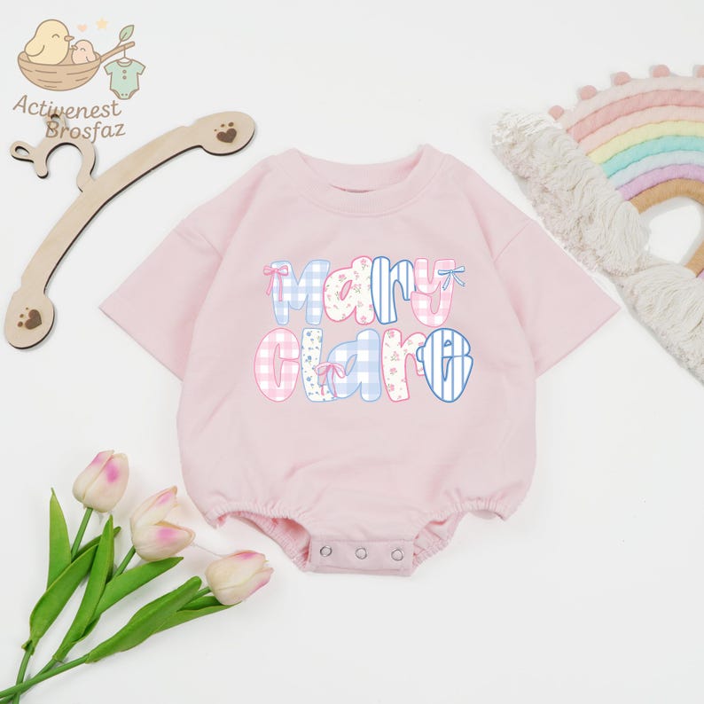 Personalized Name Coquette Romper, Newborn Outfit, Custom Baby Bubble ...