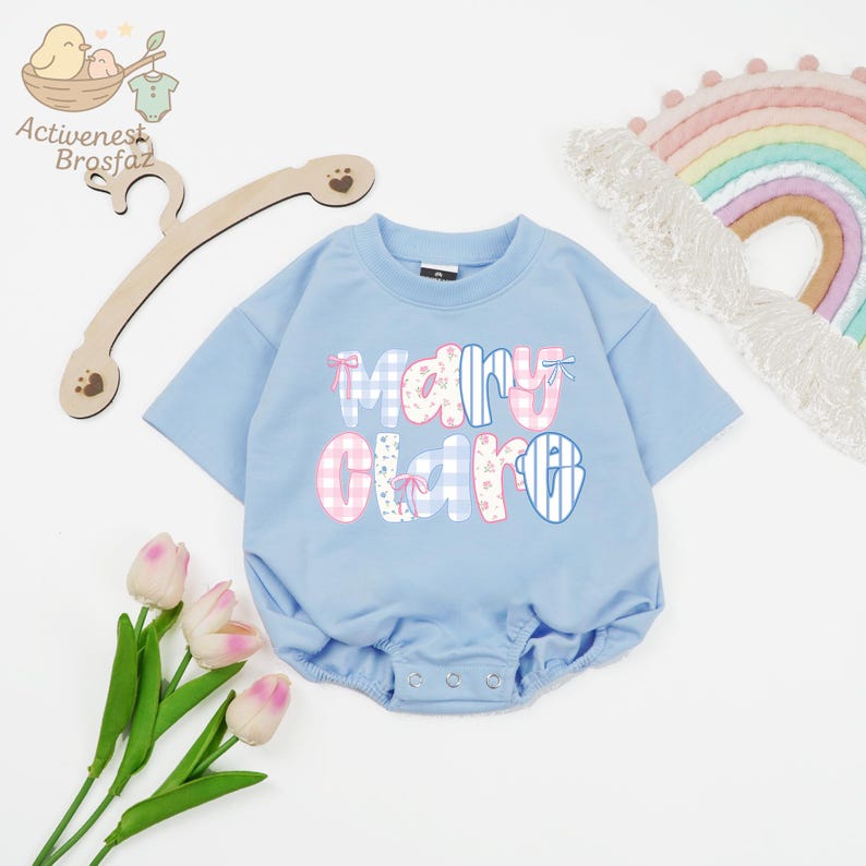Personalized Name Coquette Romper, Newborn Outfit, Custom Baby Bubble ...