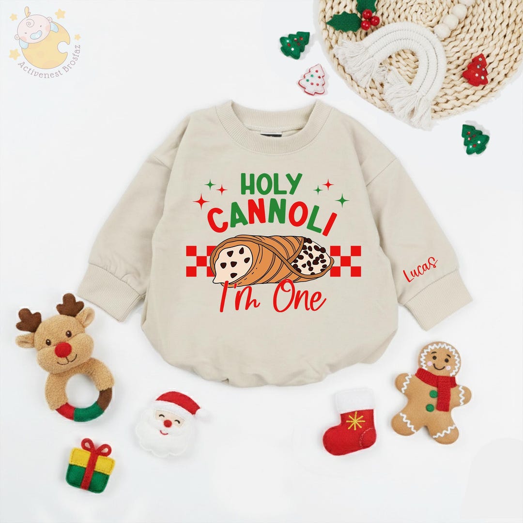 Personalized Holy Cannoli I'm One Baby Romper, Italian Baby Shower Gift ...