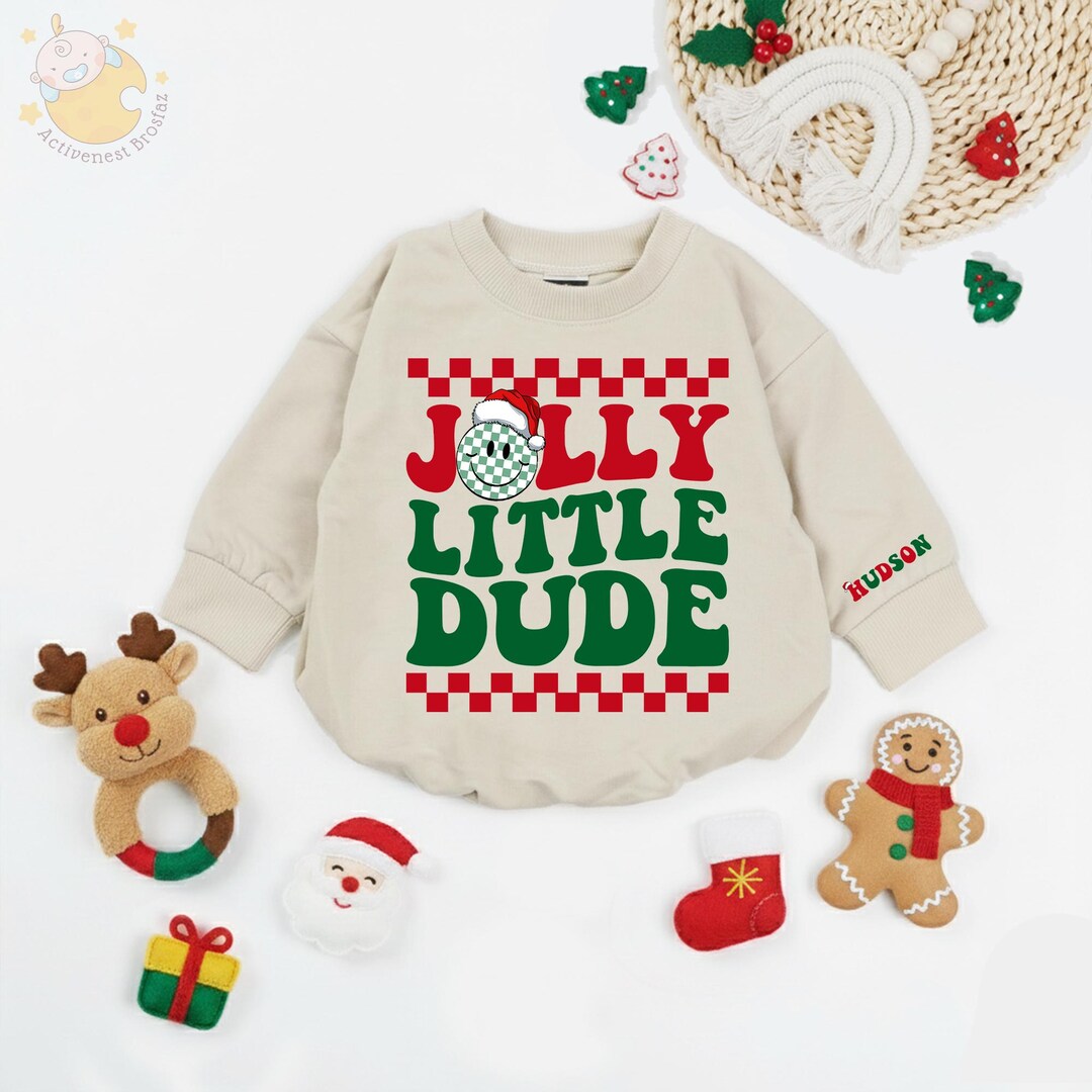 Personalized Jolly Little Dude Christmas Romper, Christmas Toddler ...