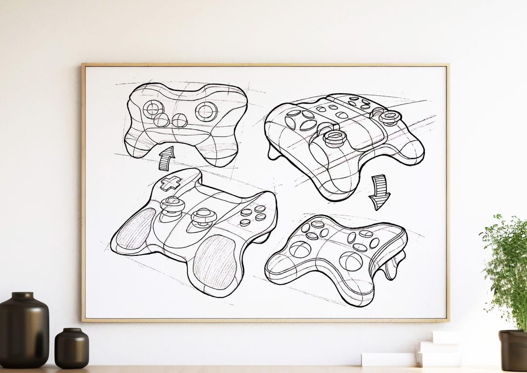 Hand-drawn Joystick – Digital Download | Retro Gaming Wall Art ...
