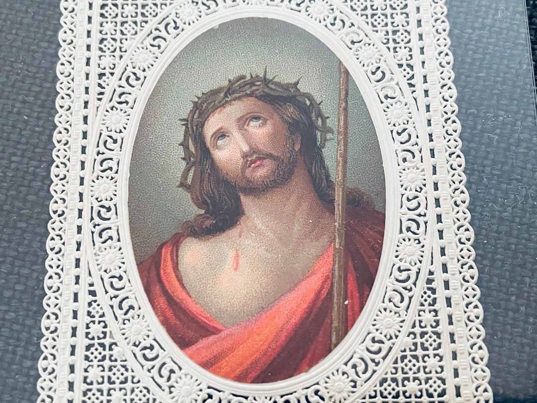 Antique Paper Lace Jesus Crowned With Thorns Holy Card - Etsy