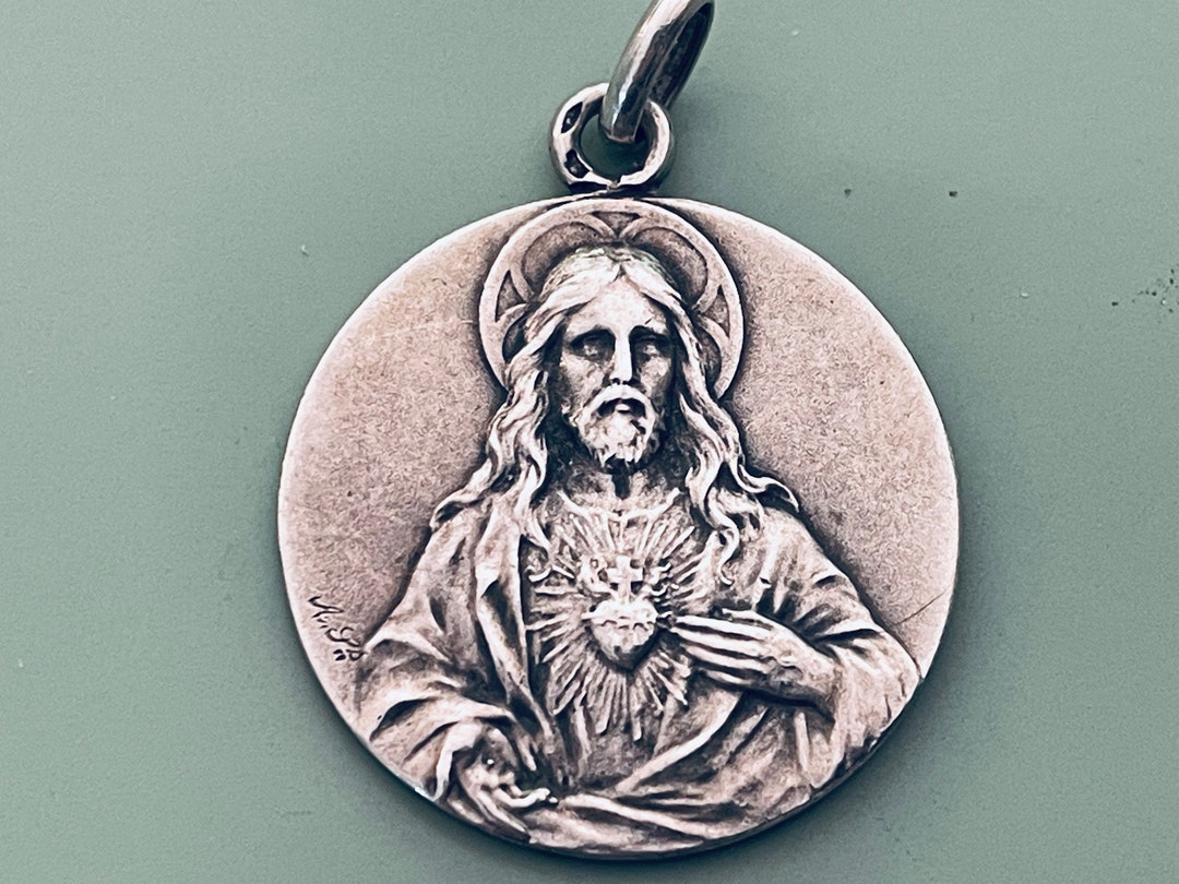 Sacred Heart of Jesus Silver Medal - Etsy