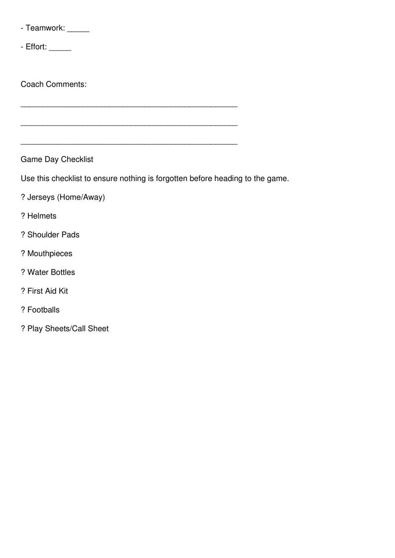 Youth Football Coach Printable Kit | Play Call Sheet, Practice Planner ...