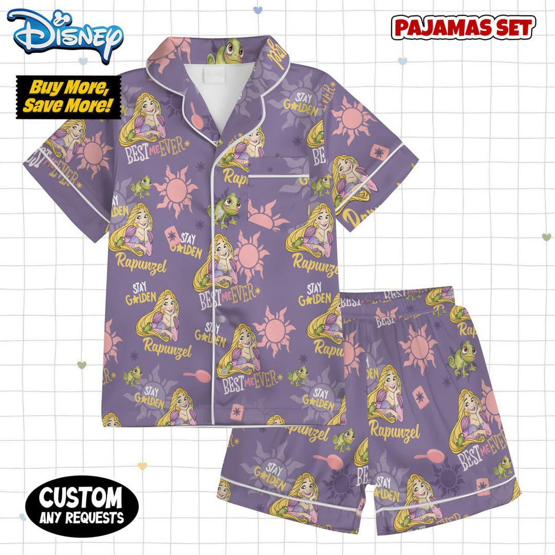 Rapunzel Tangled Pajamas Set, Disney Princess Holiday Pajamas, Coquette ...