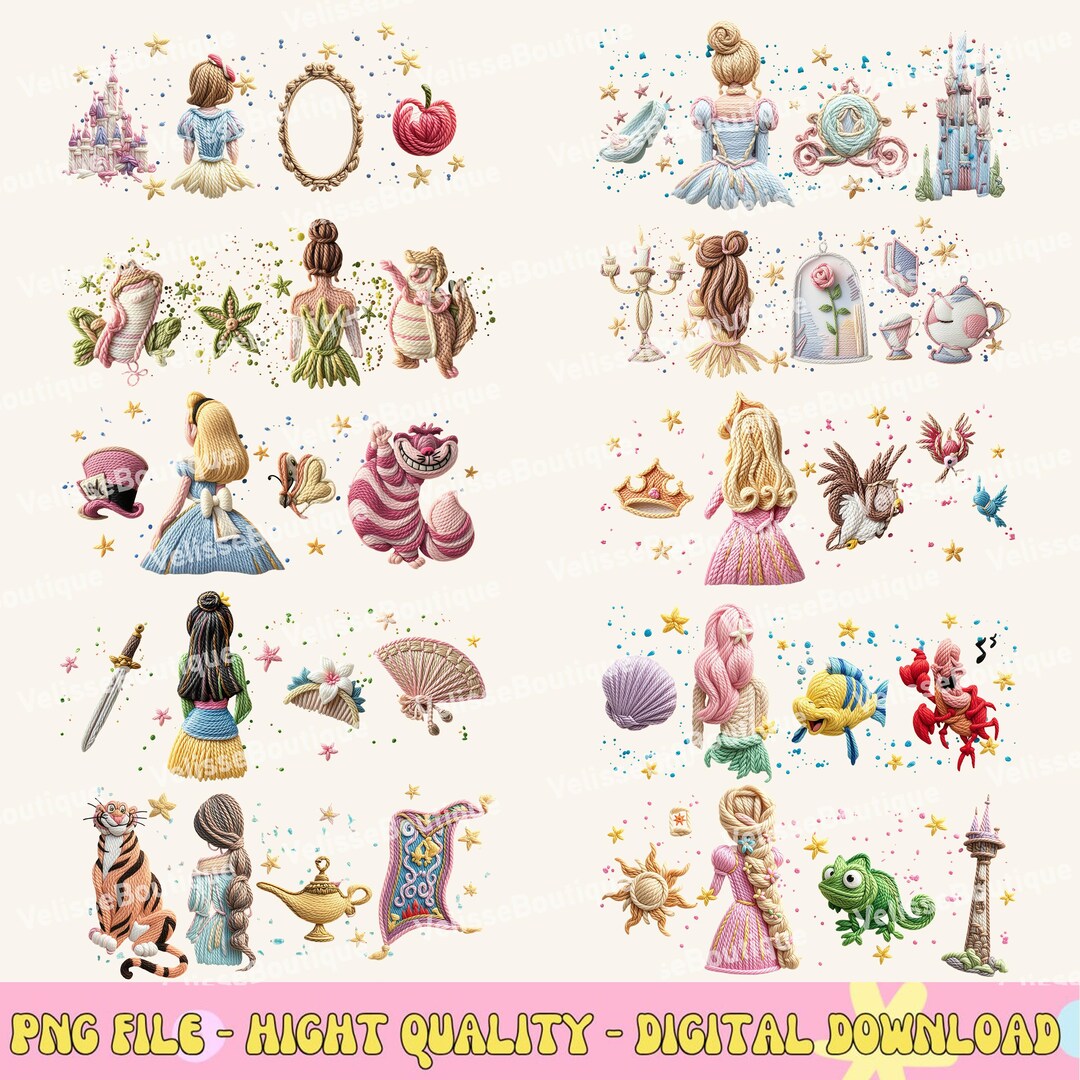 Disney Princesses Png, Matching Princesses Ready to Press Designs ...