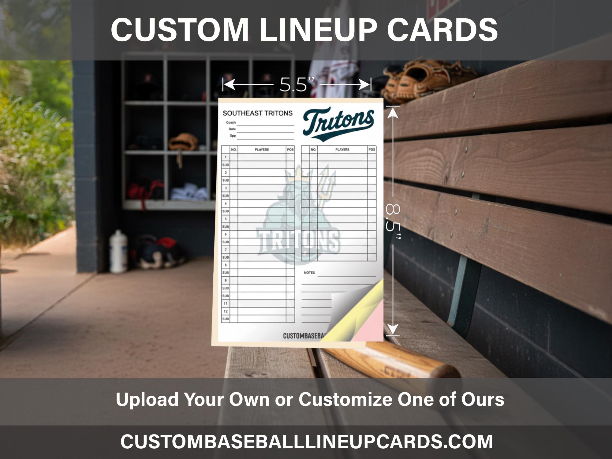 Custom Baseball Lineup Cards – Personalized Dugout Sheets - Softball ...