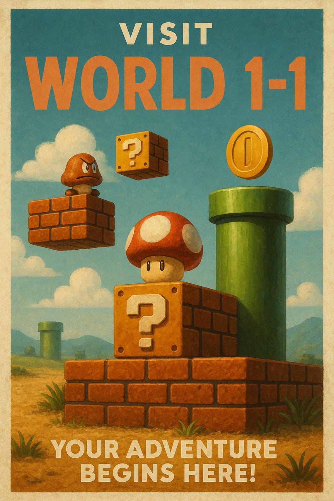 Retro Video Game Travel Poster – Vintage-style Wall Art Inspired by ...