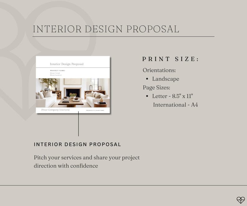 Interior Design Proposal Template for Canva | Editable Client Document ...