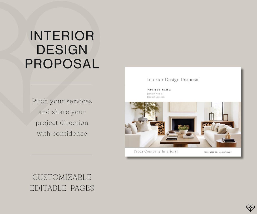 Interior Design Proposal Template for Canva | Editable Client Document ...