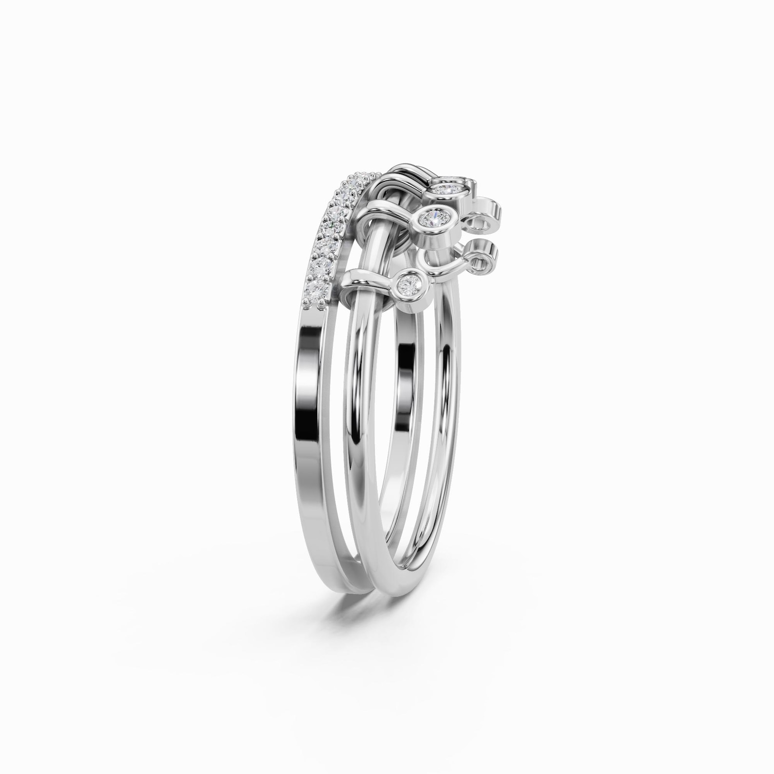 14k Gold Diamond Dangle Ring, Bezel Set Diamond Ring, Stacking Ring ...