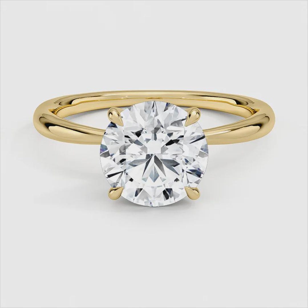 2 Carat Round Cut Lab Grown Diamond Ring, Solitaire Engagement Ring ...