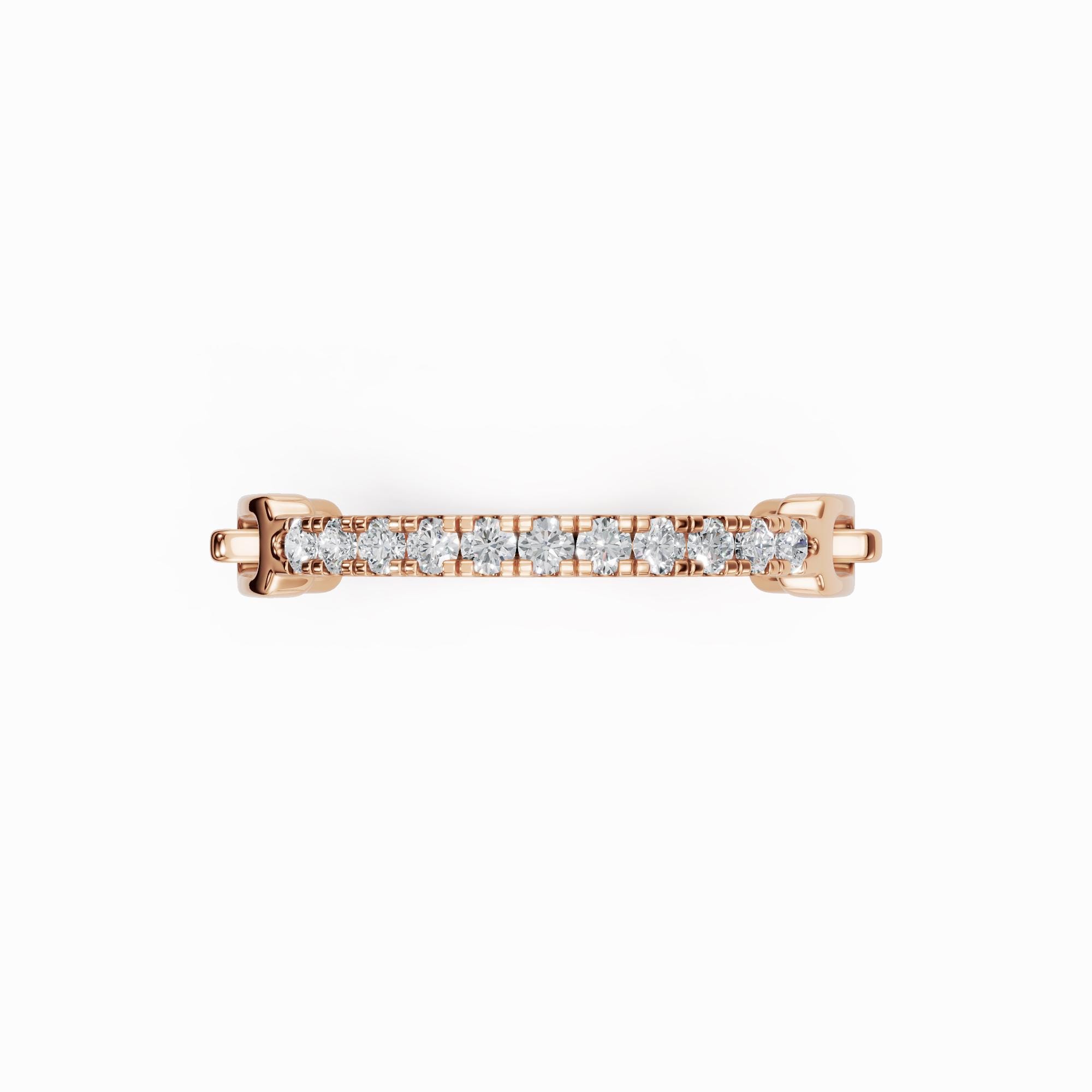 14K Gold Diamond Chain Link Ring, Pave Diamond Paperclip Band, Trendy ...