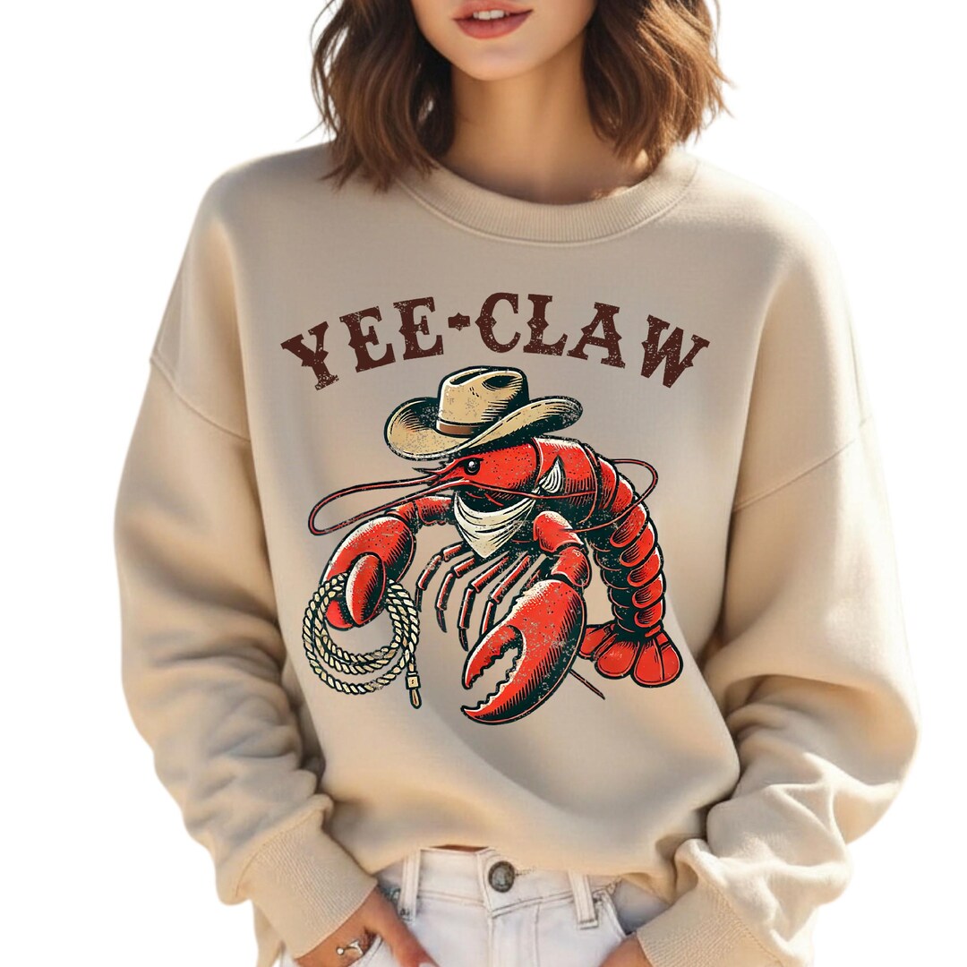 Crayfish Sweatshirt Southern Humor, Unisex Western Yehaw Boil Party ...
