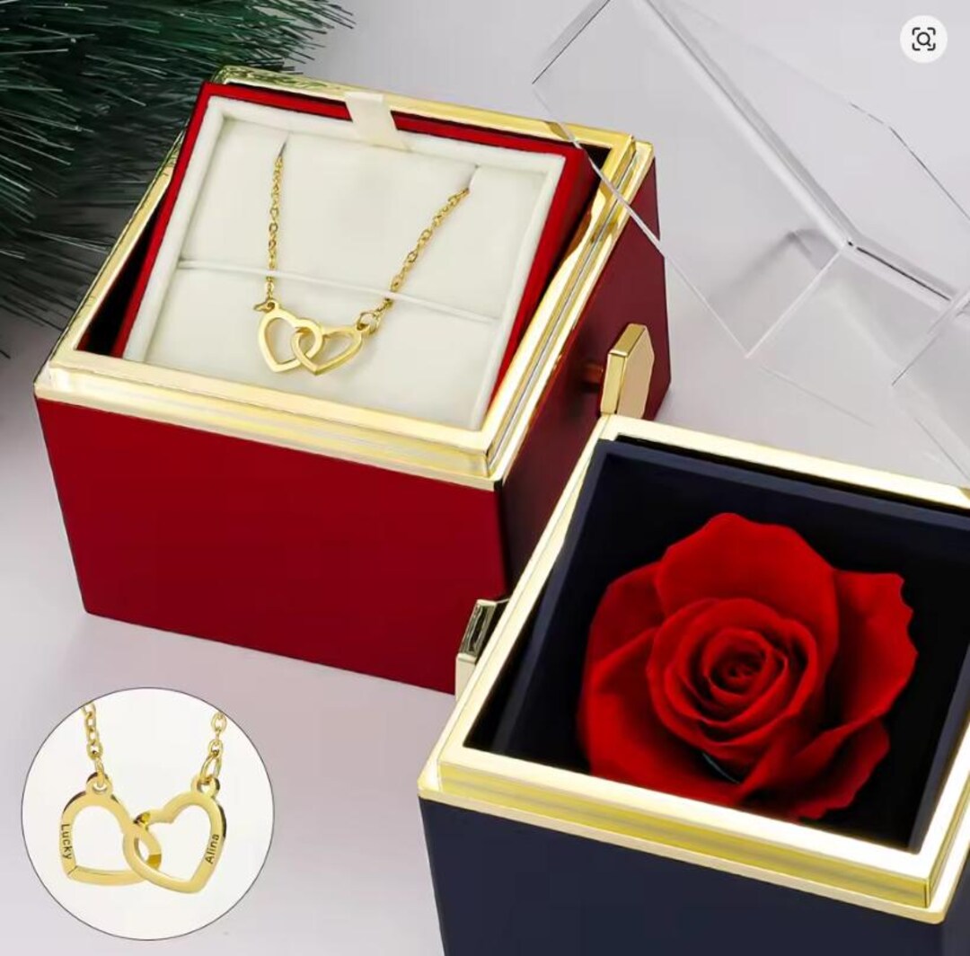Custom Valentine's Jewelry Box - Rotating Rose Ring Holder for Necklace ...