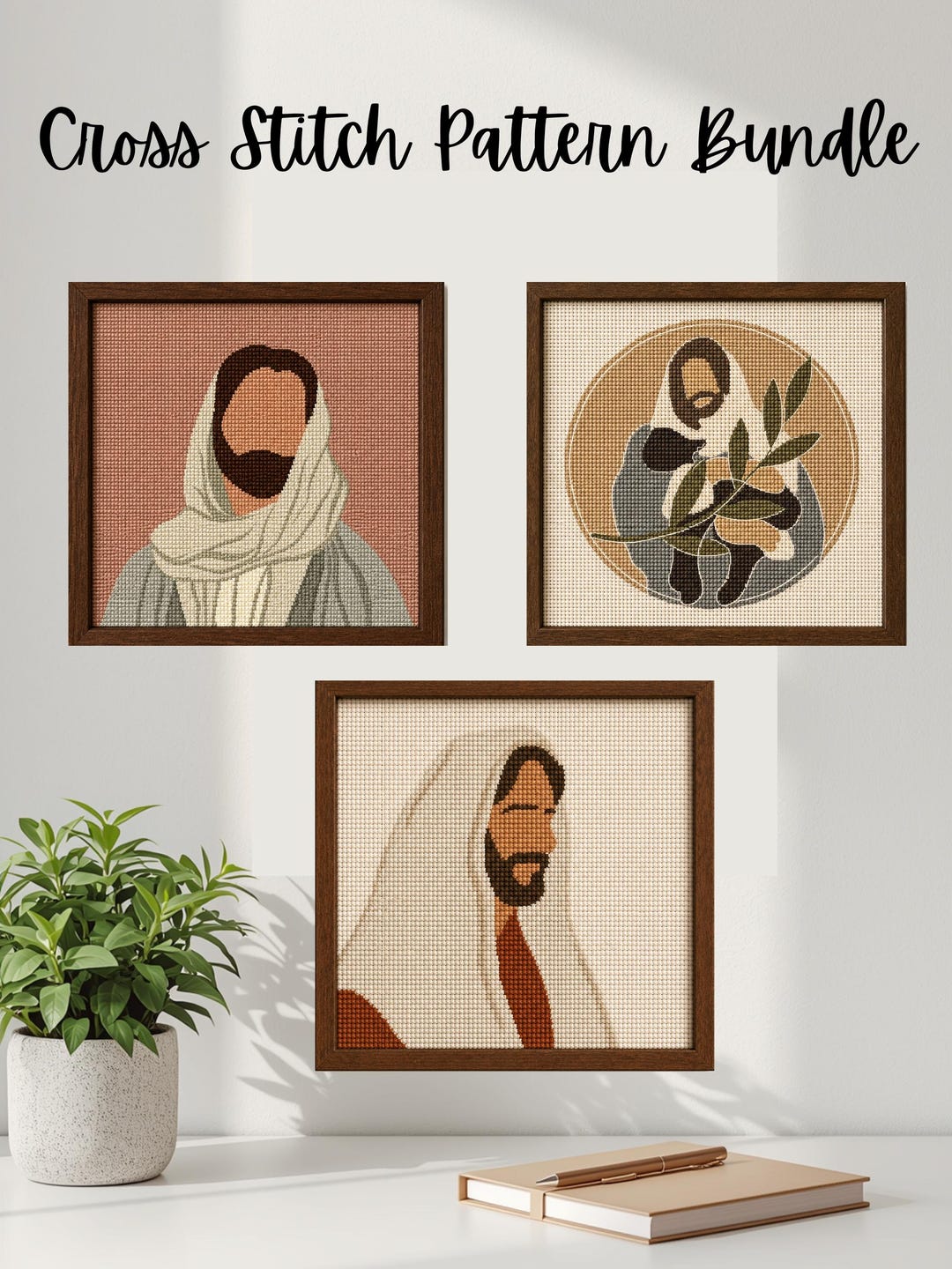 Simple Jesus Christ Cross Stitch Pattern Bundle | Christian Embroidery ...