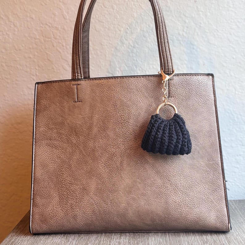 Crochet Mini Bag Keychain – Handmade Purse Key Ring – Small Bag Charm ...