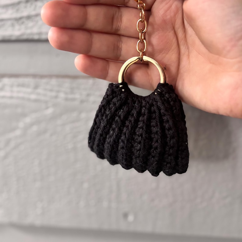 Crochet Mini Bag Keychain – Handmade Purse Key Ring – Small Bag Charm ...