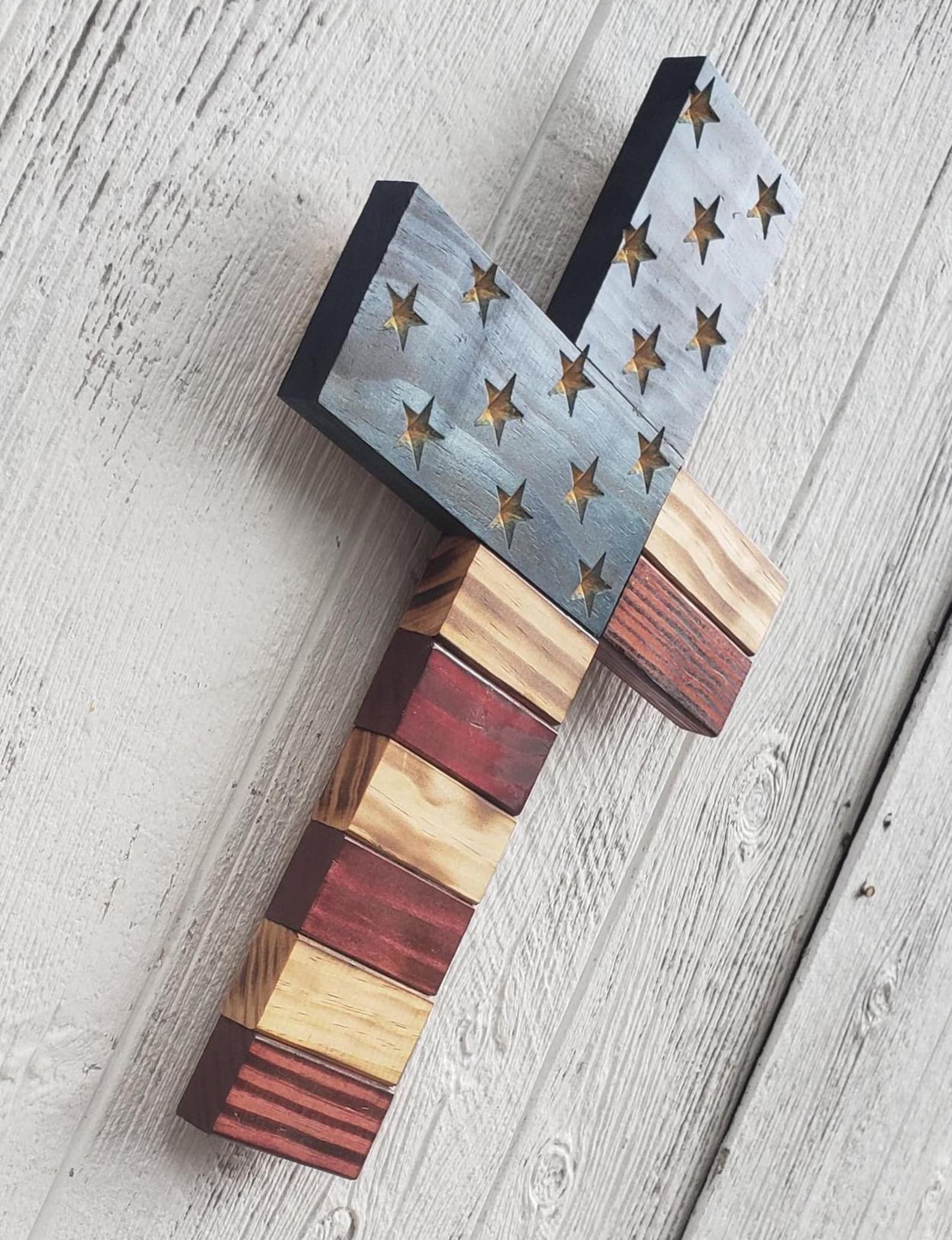 Rustic Burnt Wood American Flag Cross: Patriotic Wall Decor - Etsy