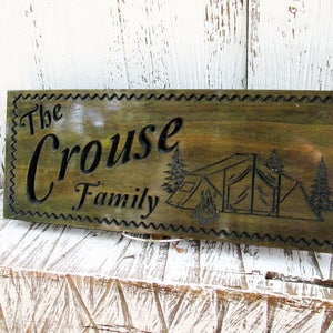 Personalized Family Campsite Sign: Carved Wood Tent Design - Etsy