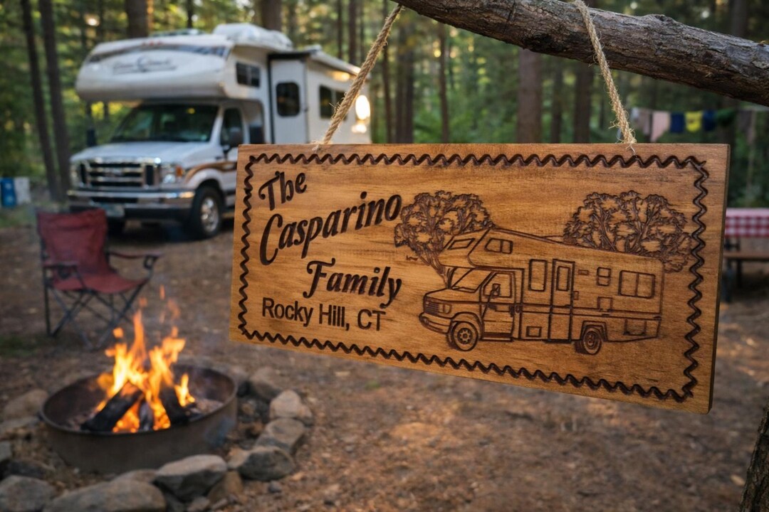 Personalized Wooden Camper Sign • Custom RV Name Plaque • Engraved ...