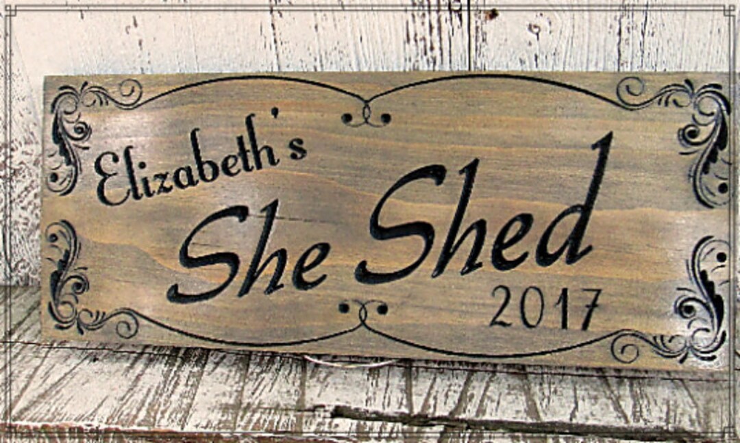 Letrero de cobertizo tallado de madera al aire libre, Letrero de ...