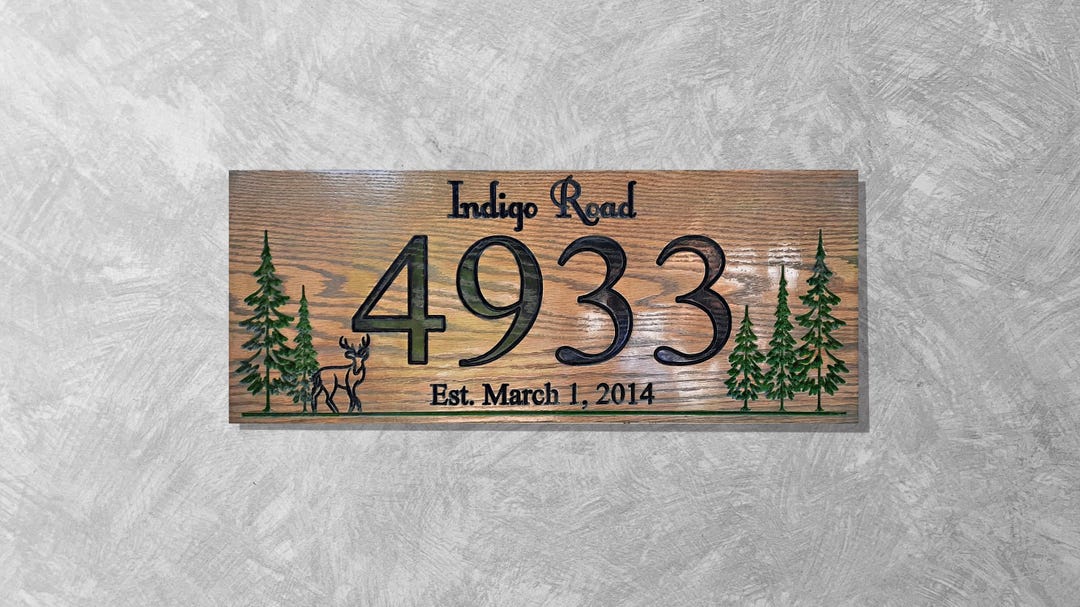 Custom Wood House Number Sign: Hand-painted Cabin Decor - Etsy