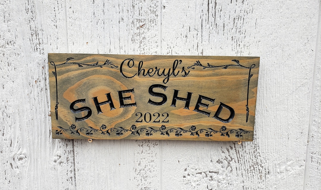 Personalized Carved Wood She Shed Sign: Custom Mom Cave Decor - Etsy