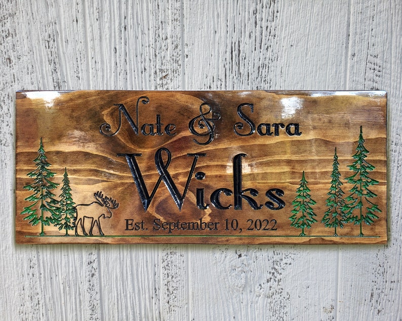 Carved Last Name Name Sign Address Sign for House Custom - Etsy