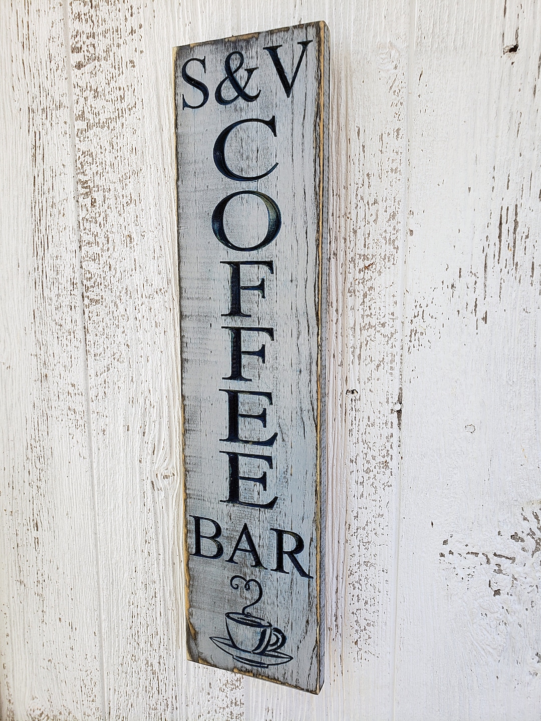 Custom Carved Coffee Bar Sign: Rustic Farmhouse Kitchen Decor - Etsy
