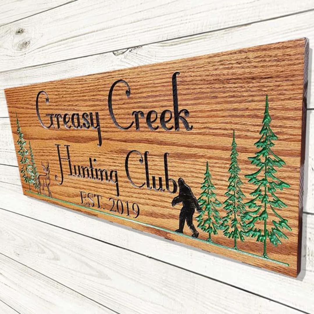 Custom Bigfoot Sign | Carved Wood With Bigfoot & Trees | Personalized ...
