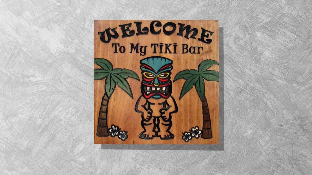 Hand-painted Tiki Bar Sign: Carved Wood, Beach Decor - Etsy