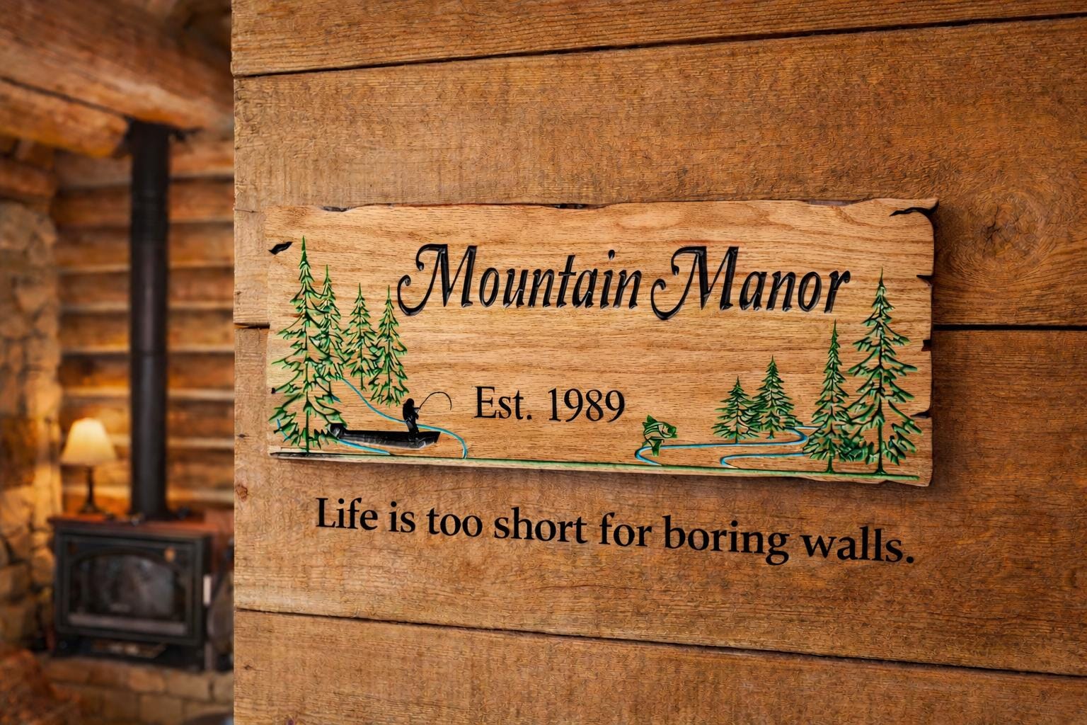 Personalized Live Edge Wood Sign: Carved Cabin Decor, Rustic Mountain ...