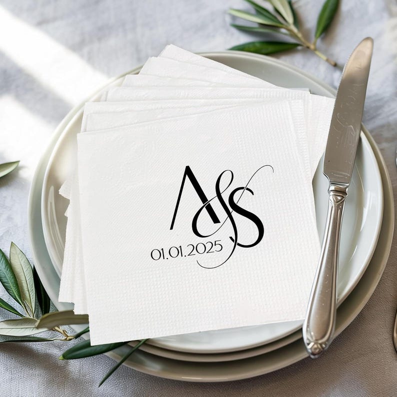 Luxury Personalized Wedding Cocktail Napkins, Elegant Party Decorations ...