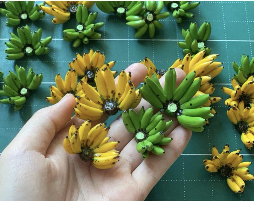1/12 Miniatures Banana Fruit Handmade, Dollhouse Polymer Clay Food ...
