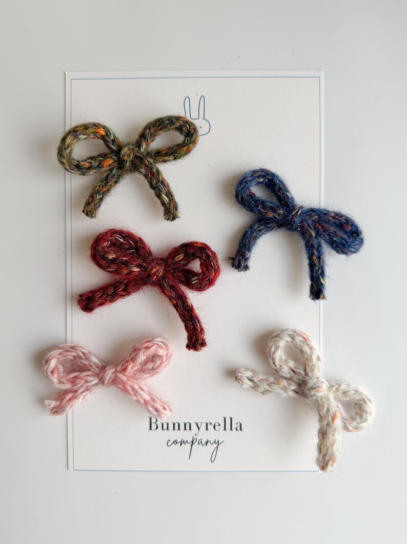 Cozy Winter Yarn Bow Hair Clip, Chunky Knit Bow for Baby, Toddler ...
