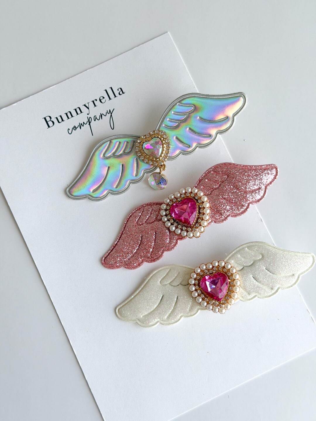 Angel Wing Hair Clip, Heart Rhinestone Princess Clip - Etsy