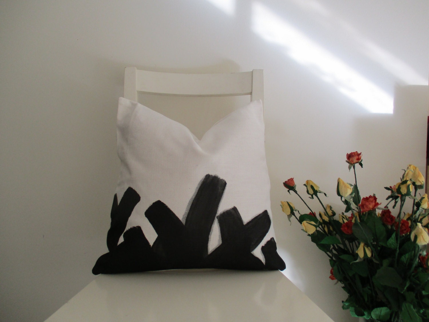 Black on White Abstact Art 16 X 16 Cushion Cover - Etsy