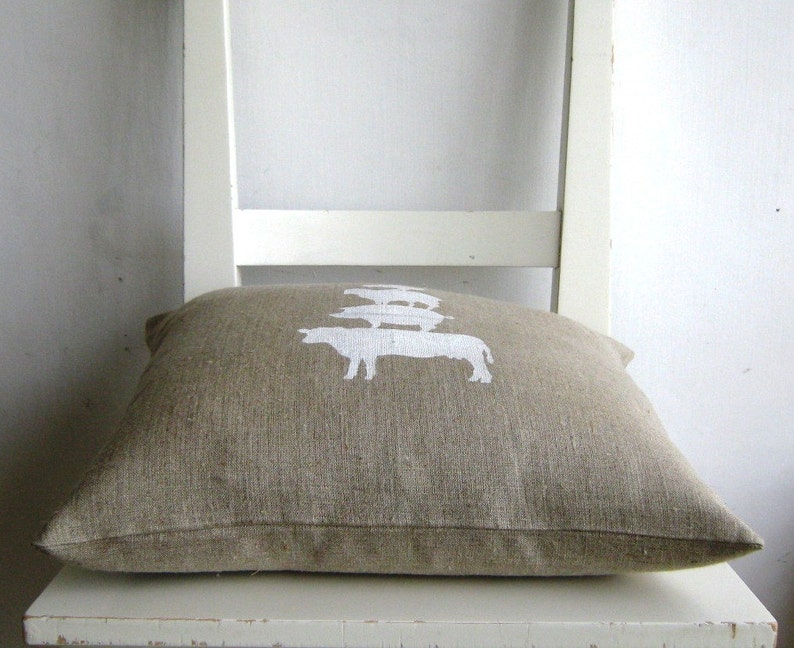 Farm Animals Stack Pure Linen 16 X 16 Cushion Cover - Etsy