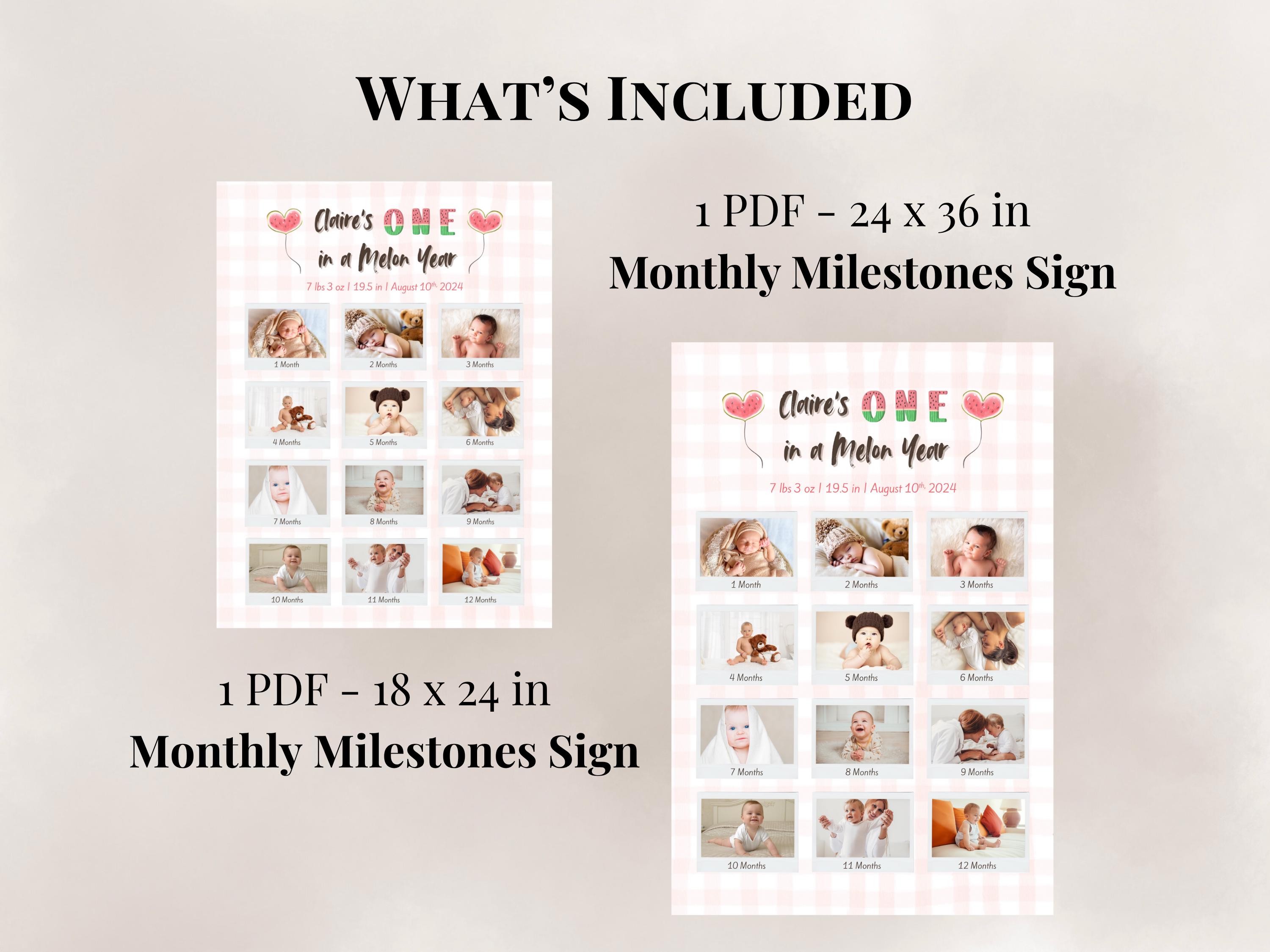 One in a Melon Monthly Milestone Sign – Girl First Birthday Poster ...