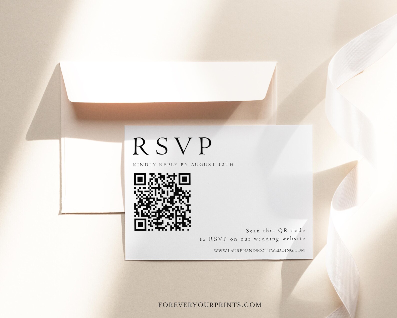 RSVP Card With QR Code | Modern Wedding RSVP Template | Minimalist ...