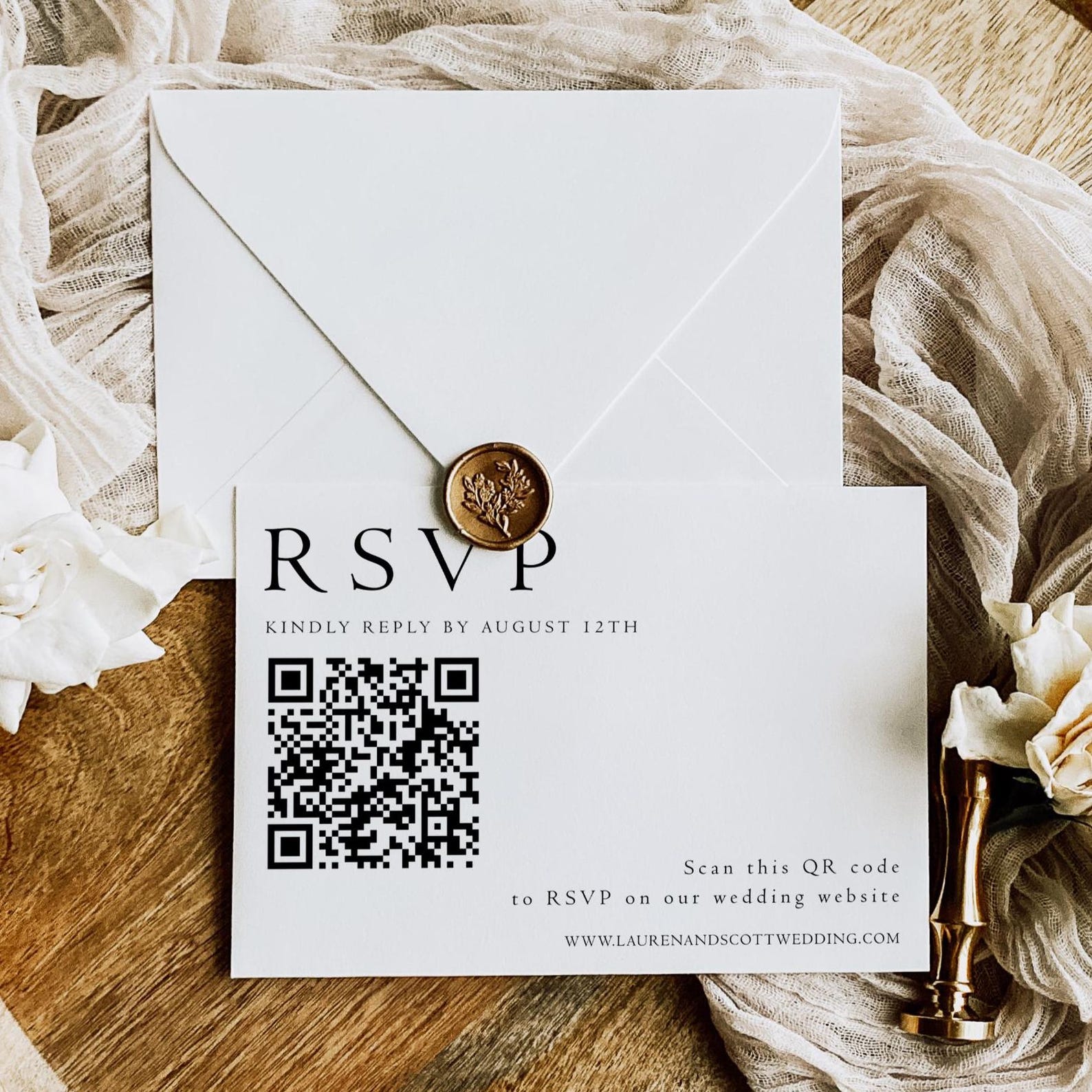 RSVP Card With QR Code | Modern Wedding RSVP Template | Minimalist ...