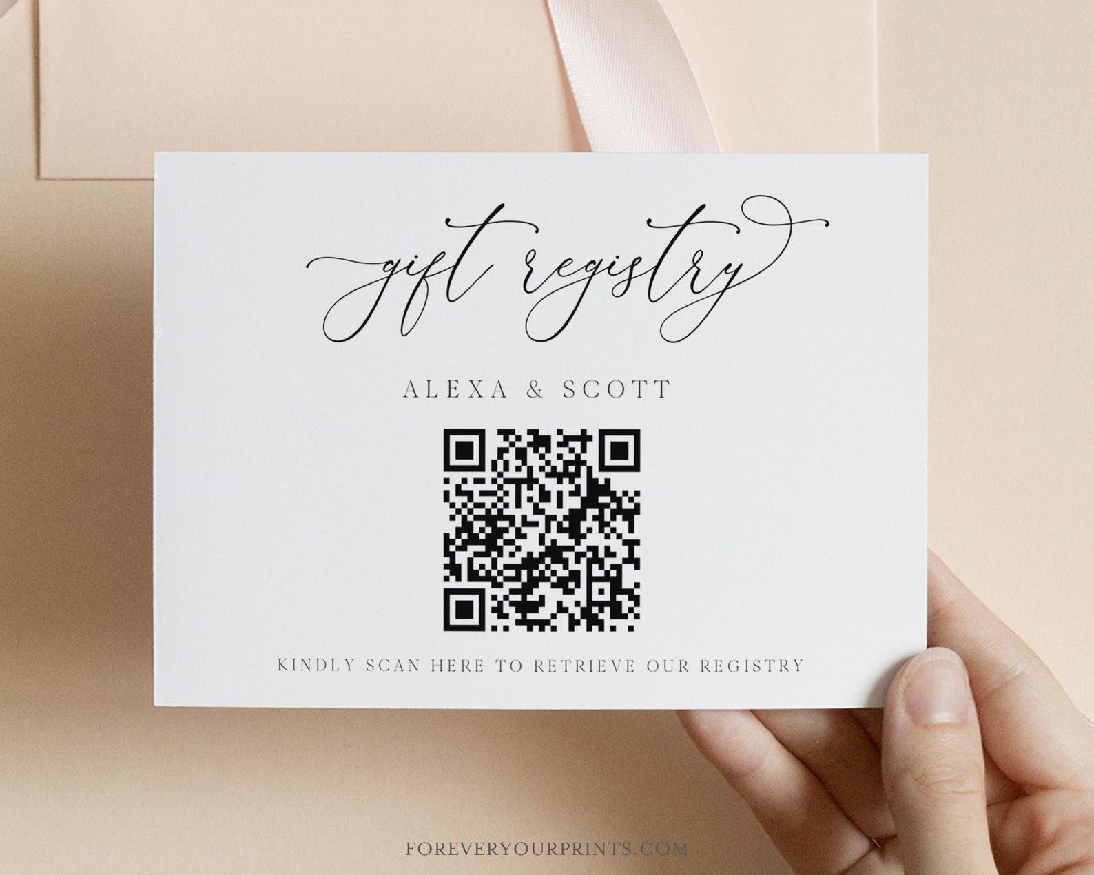 Gift Registry Card With QR Code | Wedding Gift Registry Insert ...