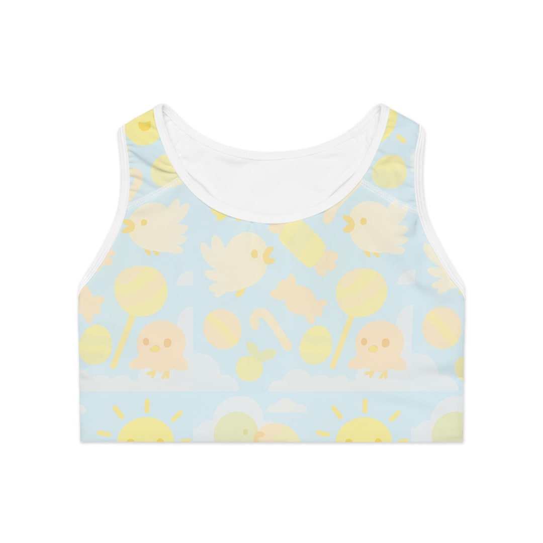 Candy Themed With Chubby Birds Colorful Fun Sports Bra, Cute Workout ...